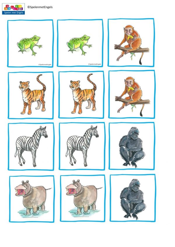 Memory Wild animals | Voor groep 1 t/m 8 | Spelen met Engels