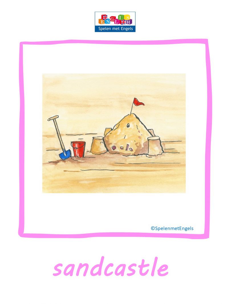 Flashcards On the beach | 23 kaarten | Spelen met Engels