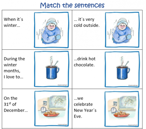 Match the sentences Winter | Spelen met Engels