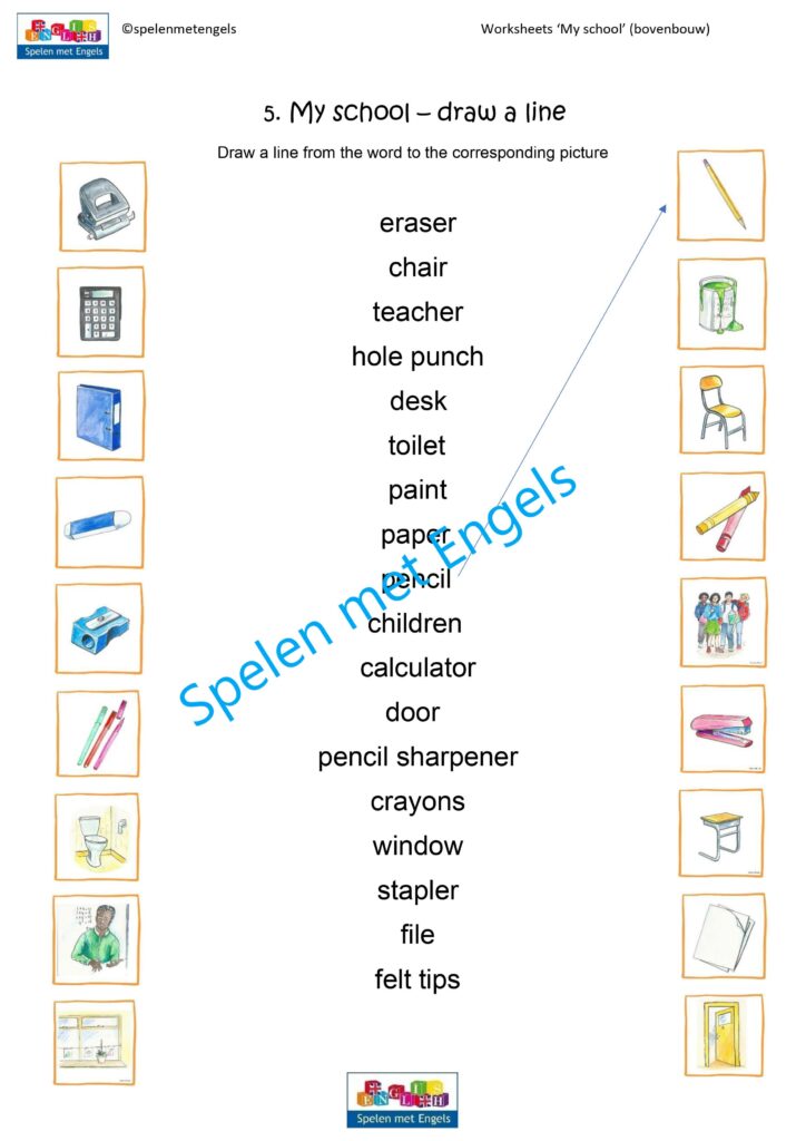 Worksheets My school (bovenbouw) | Spelen met Engels