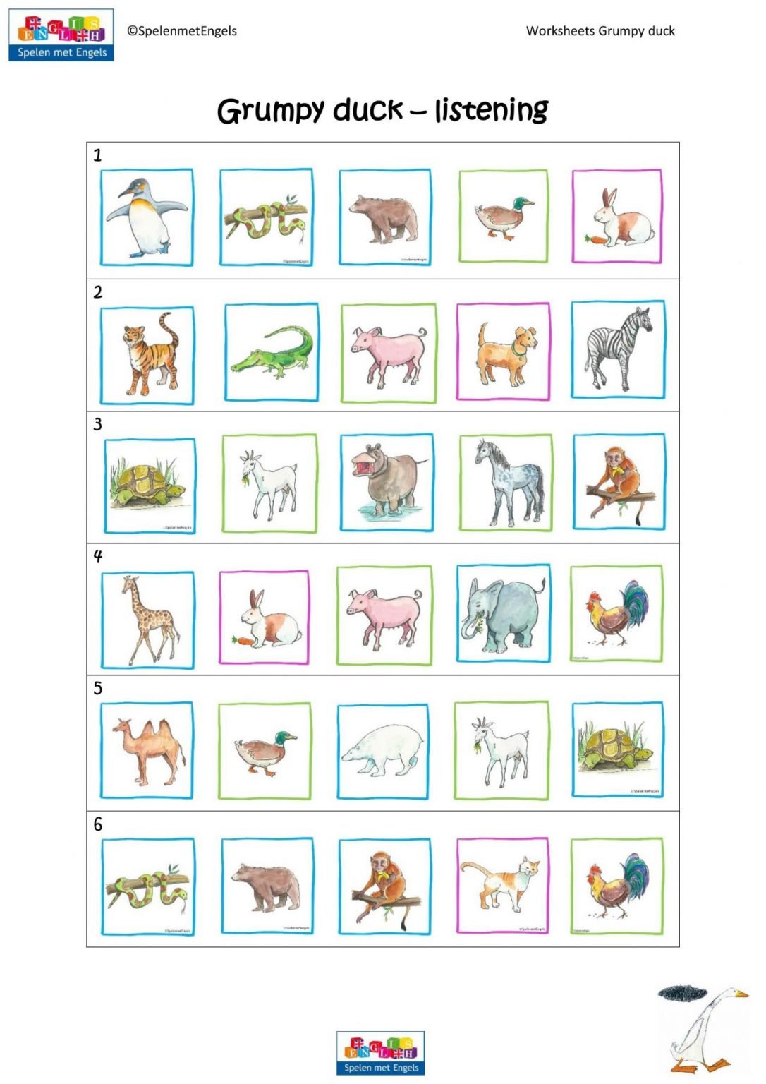 Grumpy duck lespakket | Moppereend | Spelen met Engels