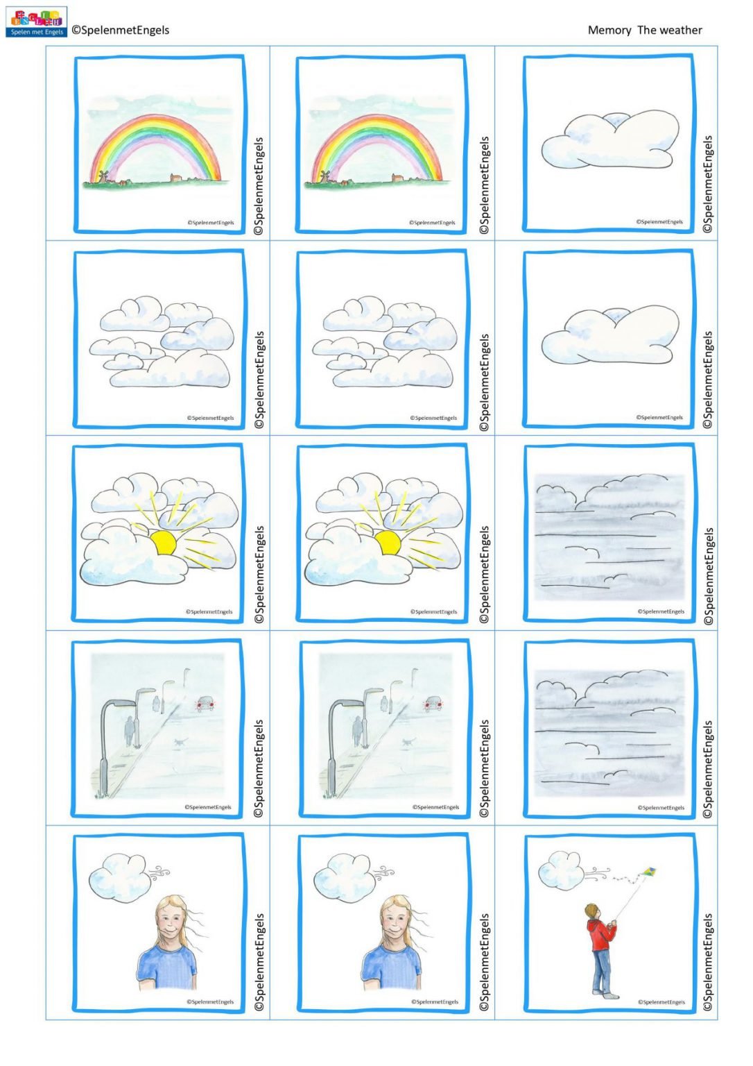 Memory The Weather | 175 kaarten | Spelen met Engels
