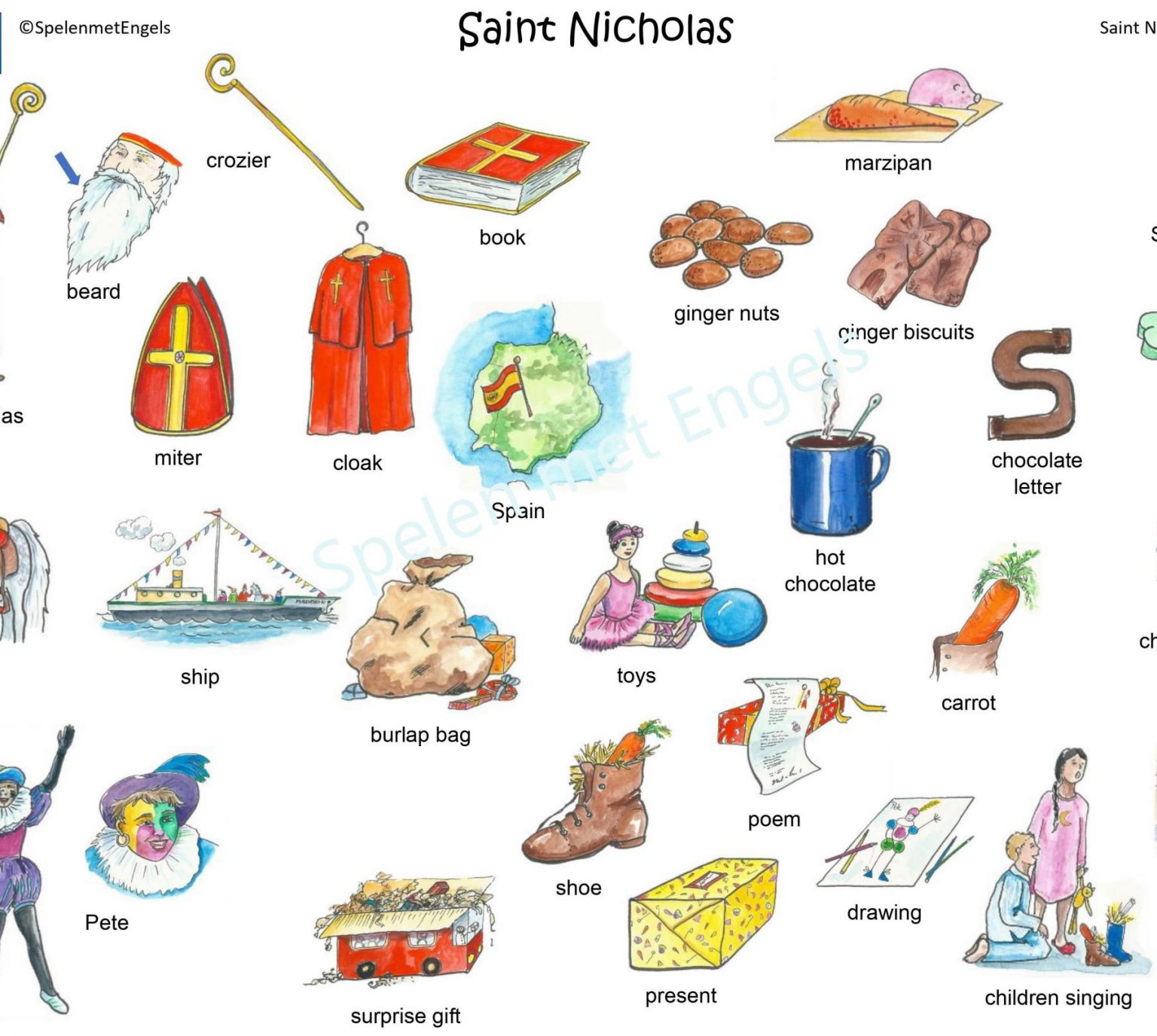 Woordmat Saint Nicholas | Sinterklaas | Spelen met Engels