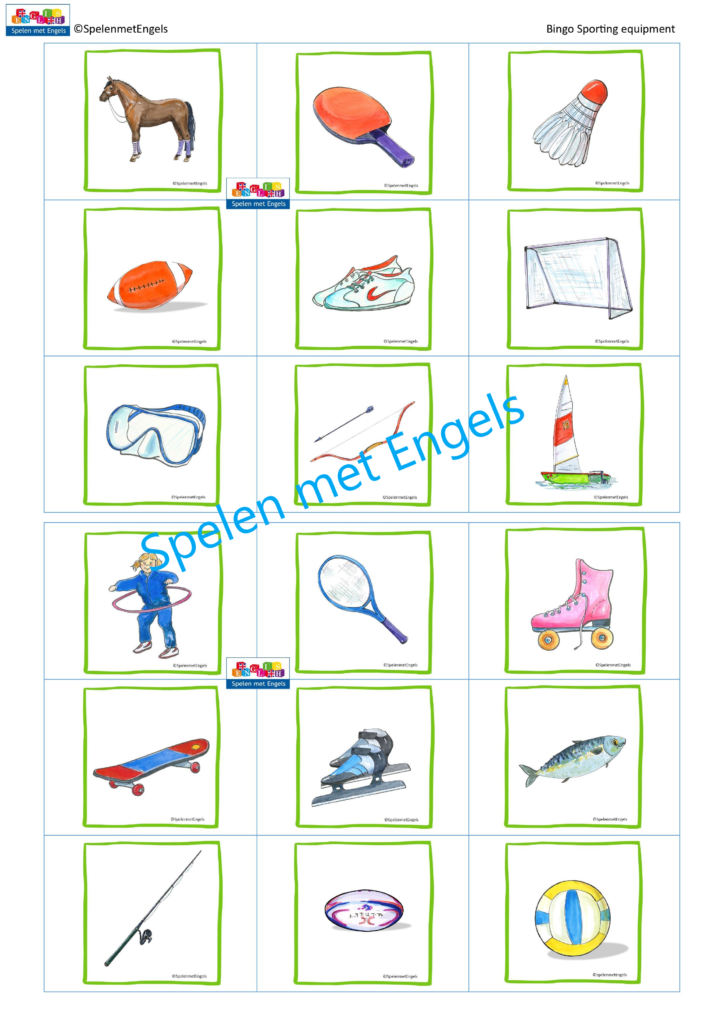 Bingo Sporting equipment | Sports | Spelen met Engels