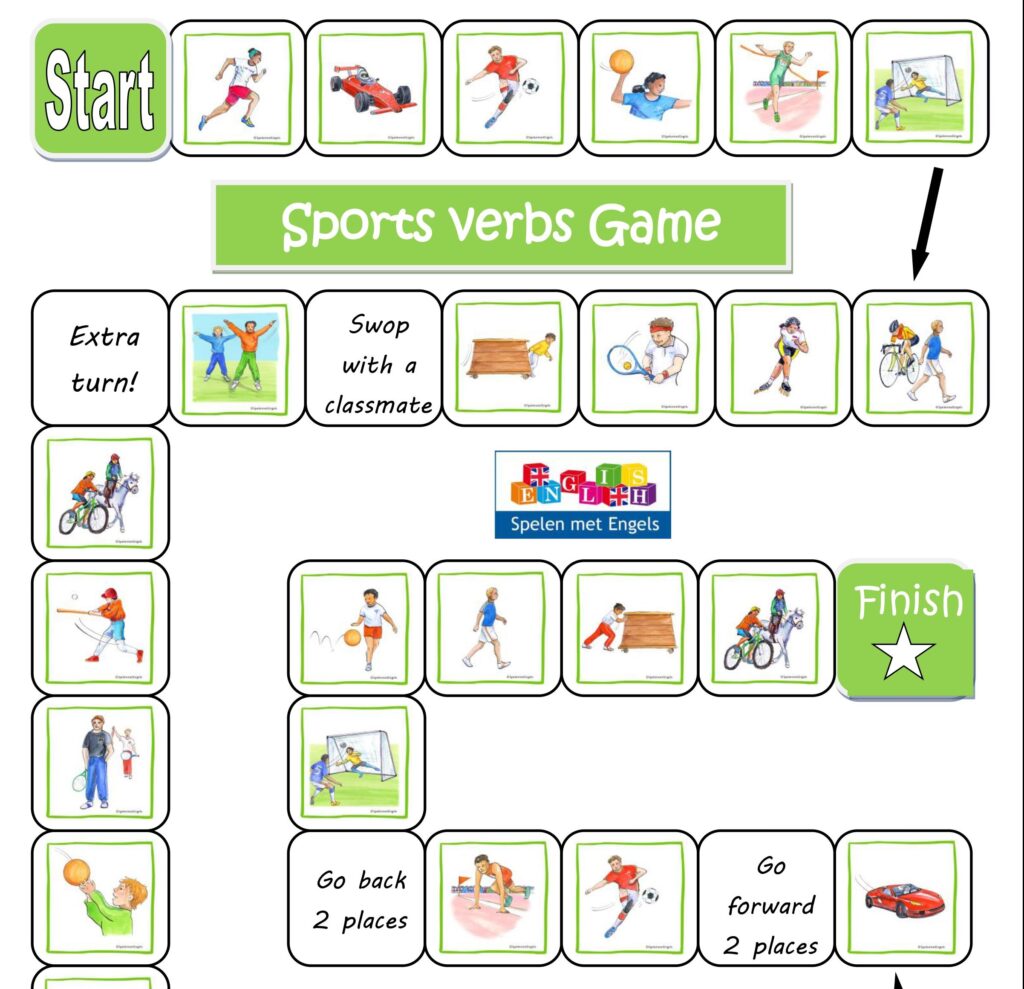 Bordspel Sports verbs | Boardgame | Spelen met Engels