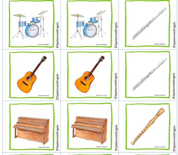 Memory Musical instruments | Spelen met Engels