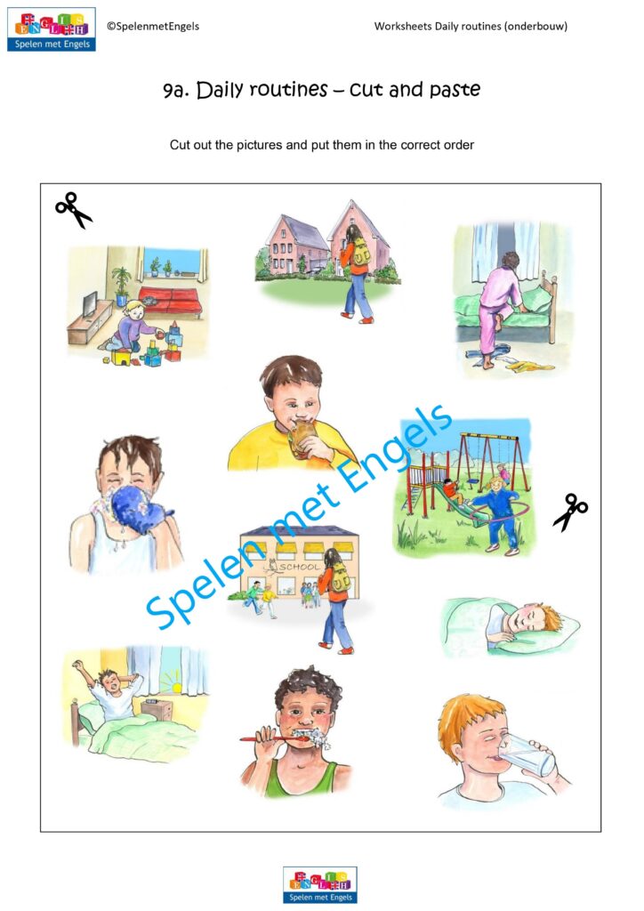Worksheets Daily routines (onderbouw) | Spelen met Engels