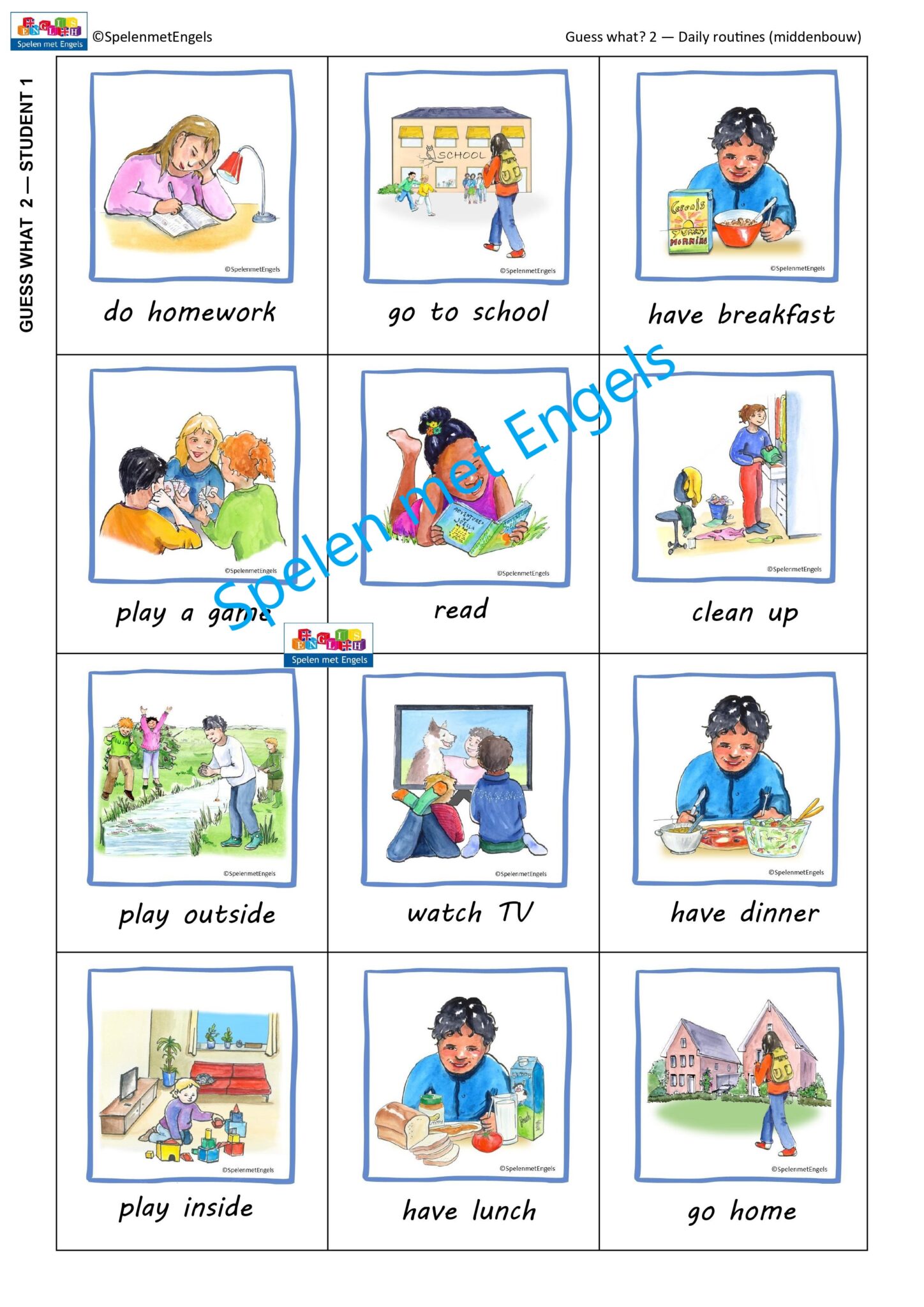 Guess what? Daily routines (middenbouw) | Spelen met Engels
