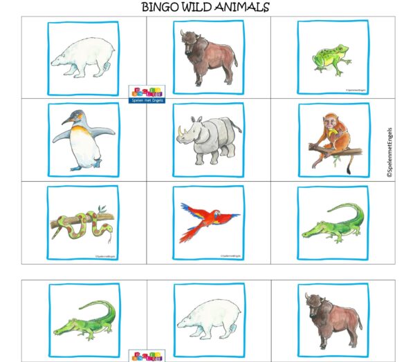 Bingo Wild animals (bovenbouw) | Spelen met Engels