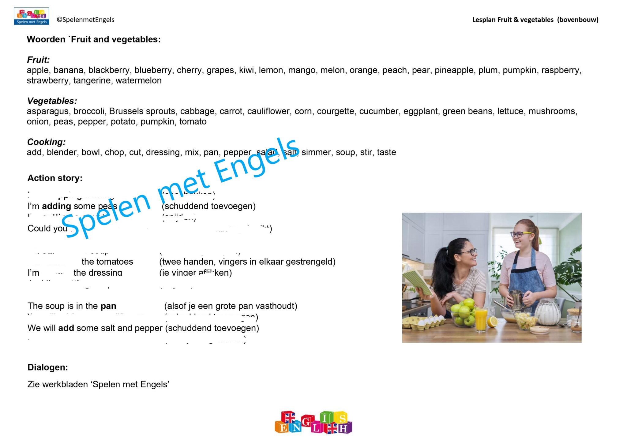 Lesplan Fruit and vegetables (bovenbouw) | Spelen met Engels