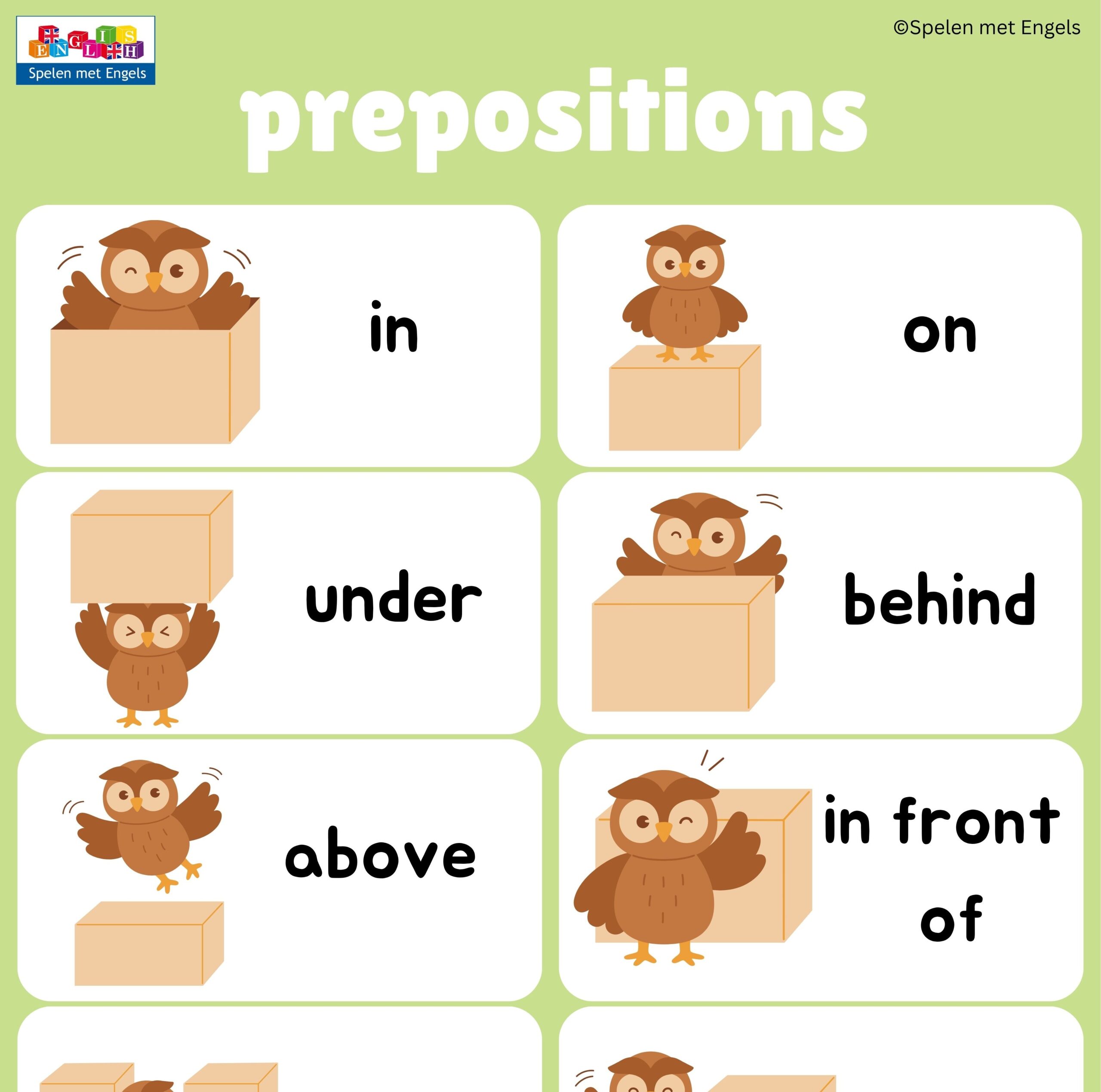 Poster Prepositions | Spelen met Engels